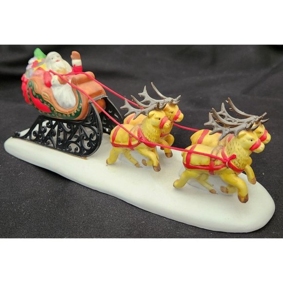 Holiday | Lemax Porcelain Santa Sleigh Bound With Reindeer Christmas ...